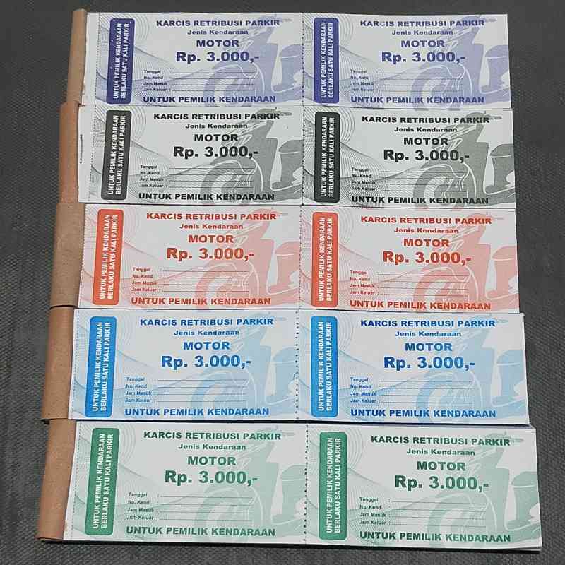 Jual Karcis Parkir Motor Mobil Truck Bis Nominal 100 Lembar 2 Sisi ...