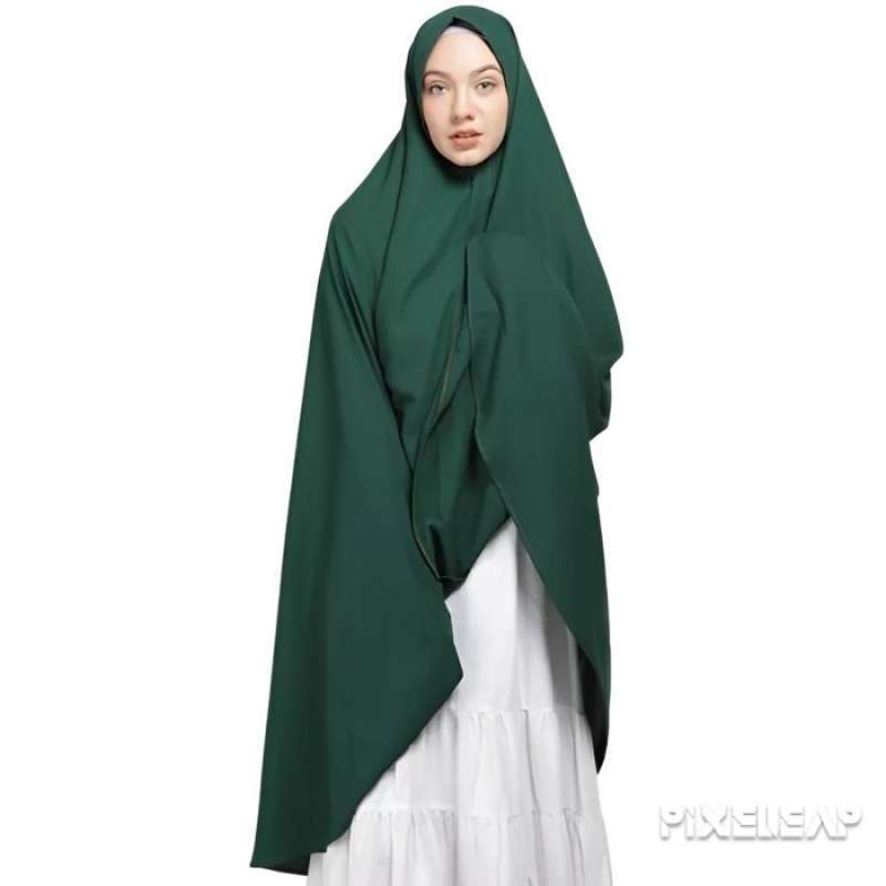 Jual King Collection Hijab syari Jumbo non pet Wollycrep- Hijau Botol - Hijau Tua di Seller ...