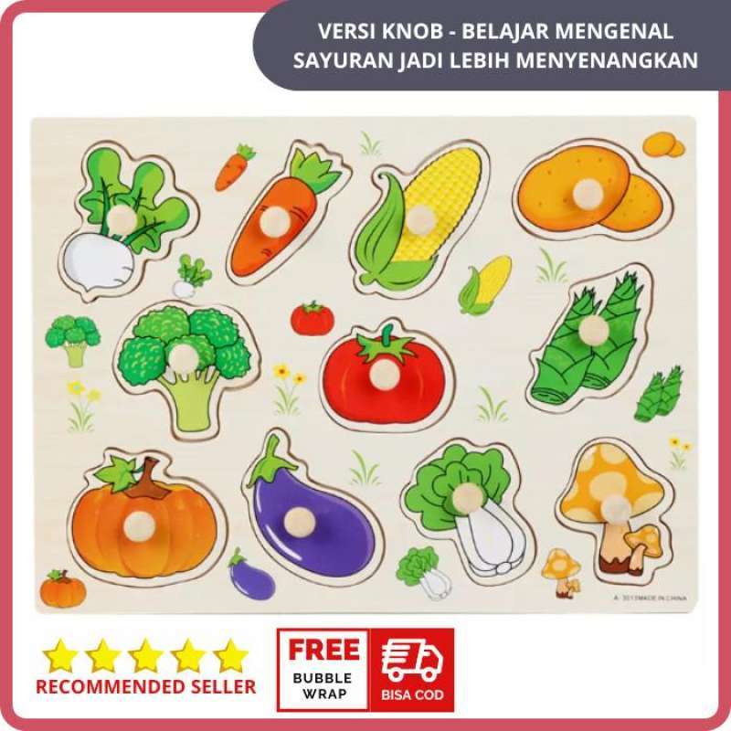 Jual Mainan Edukasi Papan Puzzle Pazzel Pazel Kayu Anak Buah Sayuran ...