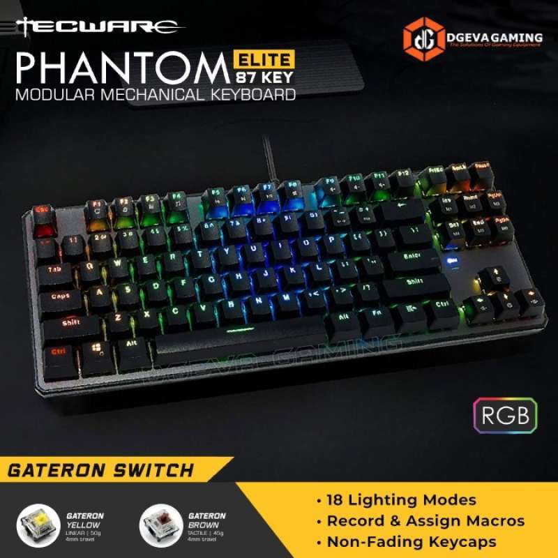 Promo Tecware Phantom Elite P87 TKL RGB Gateron Switch Mechanical ...