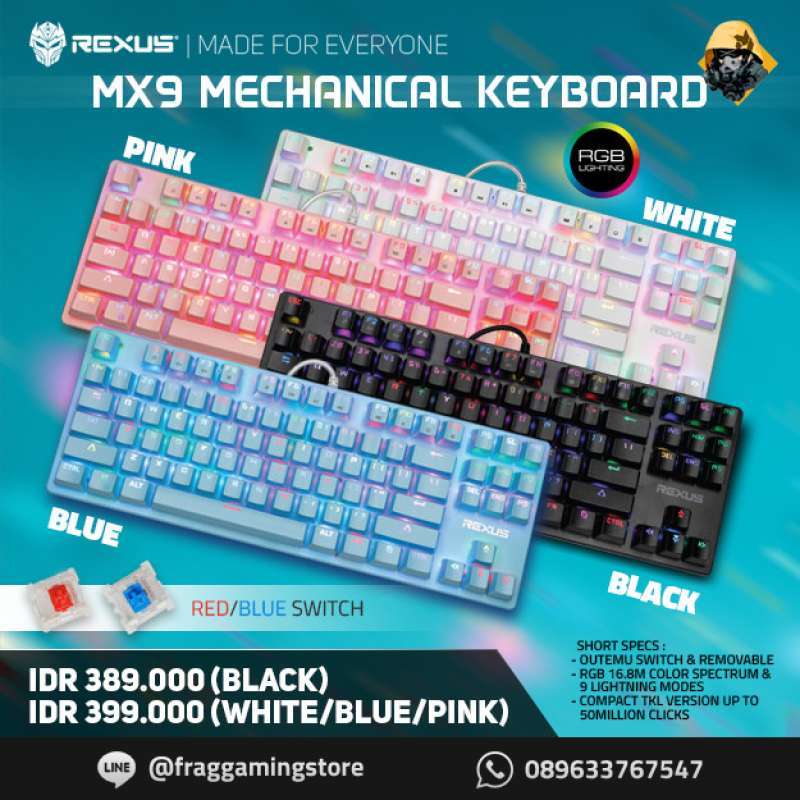 Promo Rexus Legionare MX9 / MX 9 RGB TKL Mechanical Gaming Keyboard ...