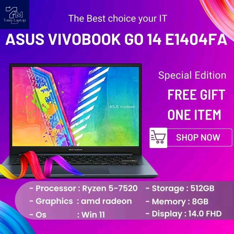 Jual Asus Vivobook Go 14 E1404fa Amd Ryzen 5 7520u Ram 8/16gb Ssd 512gb ...