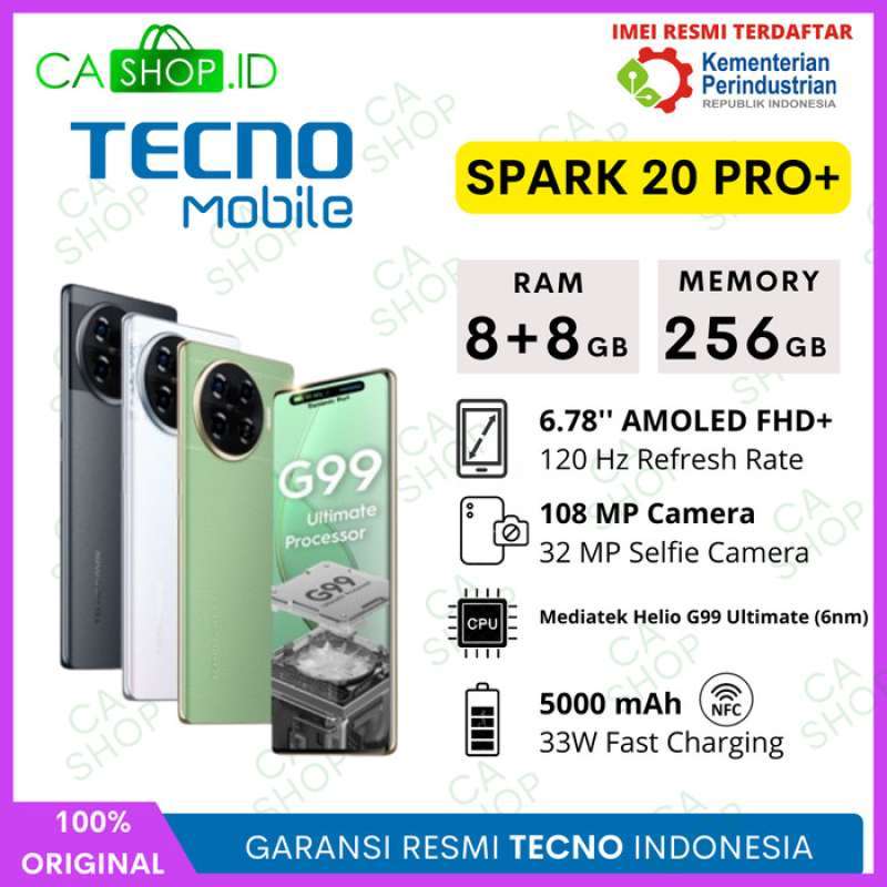 Jual Tecno Spark 20 Pro+ Plus Nfc 16gb 256gb (8+8/256) Grs Resmi Infinix Di Seller Cashop.id ...