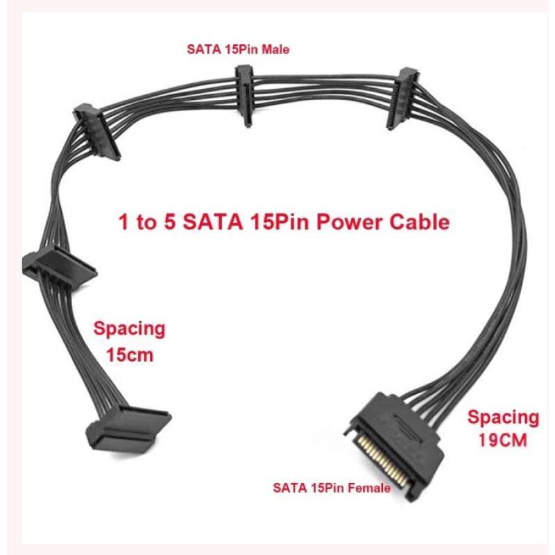 Jual Kabel Sata Power 1 To 5 Splitter Cabang Ssd Hdd Extension Cable Di ...