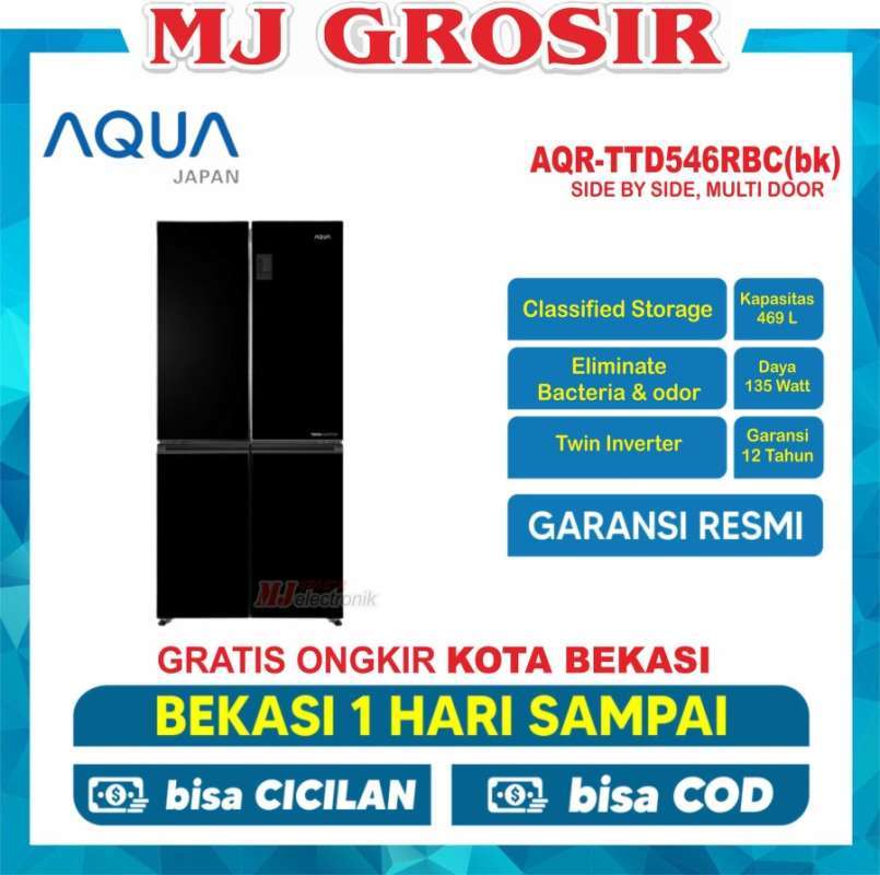 Jual Kulkas Aqua Japan Aqr Ttd 546 Rbc-bk Lemari Es 4 Pintu Side By Side Di Seller Mj Grosir ...