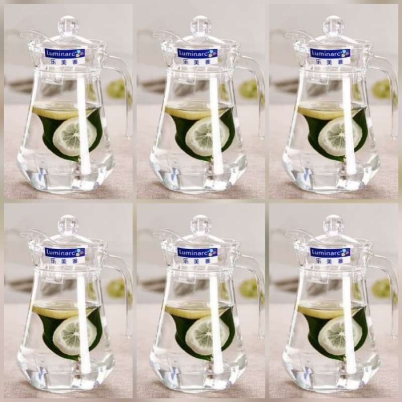 Promo 1 Set 6 Pcs/luminarc Pitcher 1.3l/pitcher Kaca/water Jug Terbaik ...