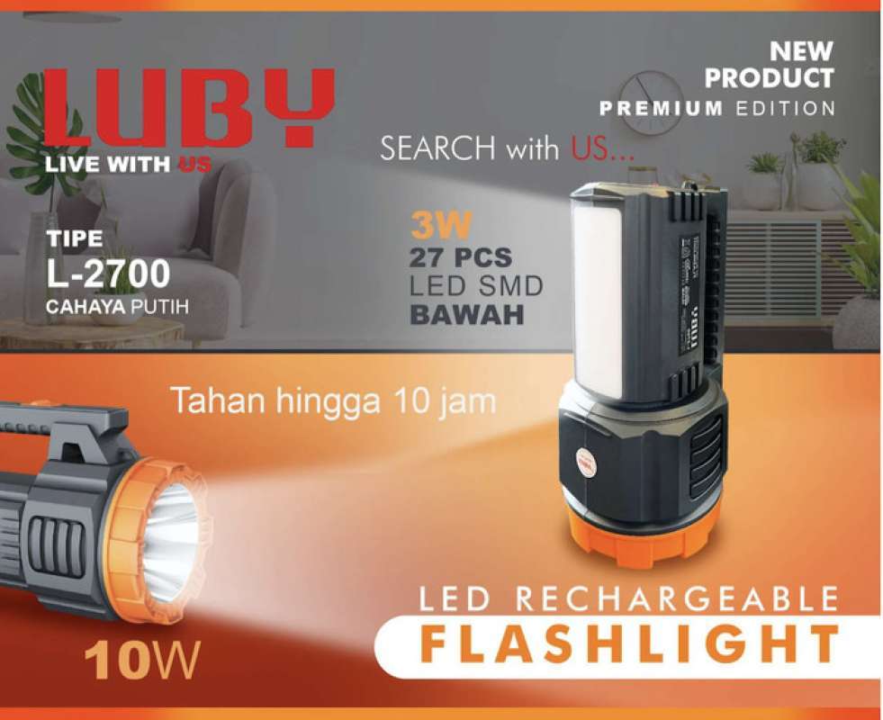 Jual Senter Cas Luby L 2700 Putih Baterai Fas Charging Led 10 Watt ...