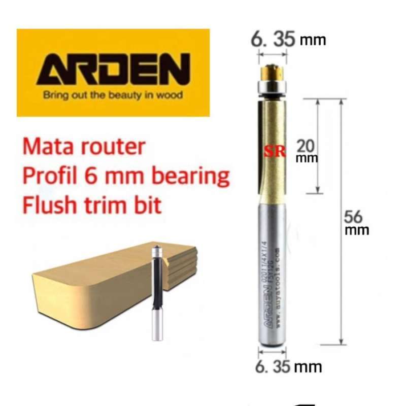 Promo Mata Router/fil 6mm Bearing/roda/straight Bit With Bearing Arden ...