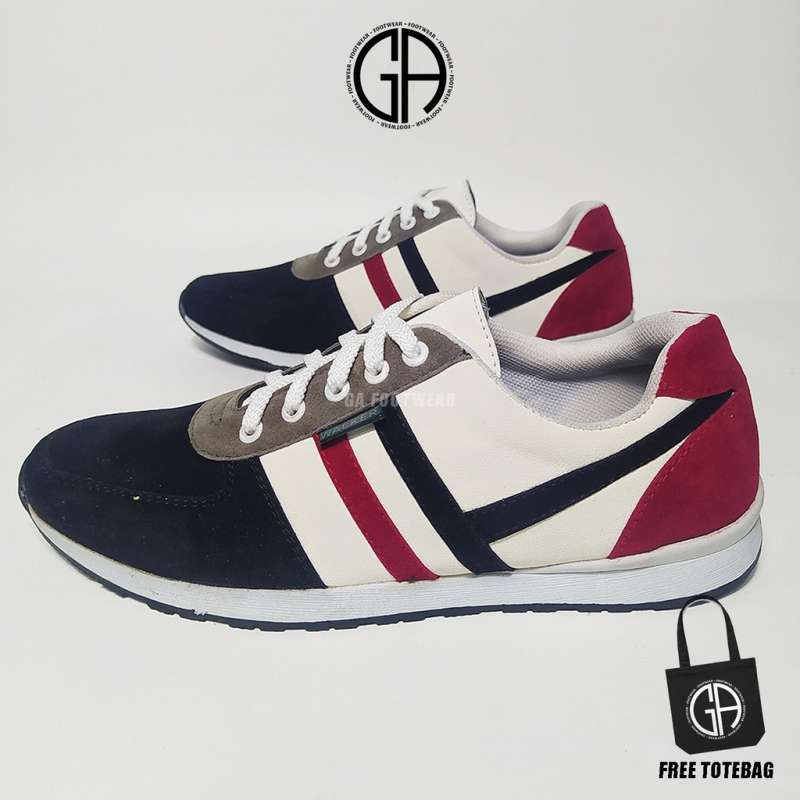 Promo Vidal - Sepatu Pria Sneakers Kasual Merah Putih Hitam Santai ...