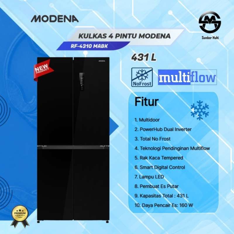 Promo Modena Kulkas Side By Side Rf 4310 Mabk Rf4310mabk 431 Liter Diskon 23% Di Seller Satou ...