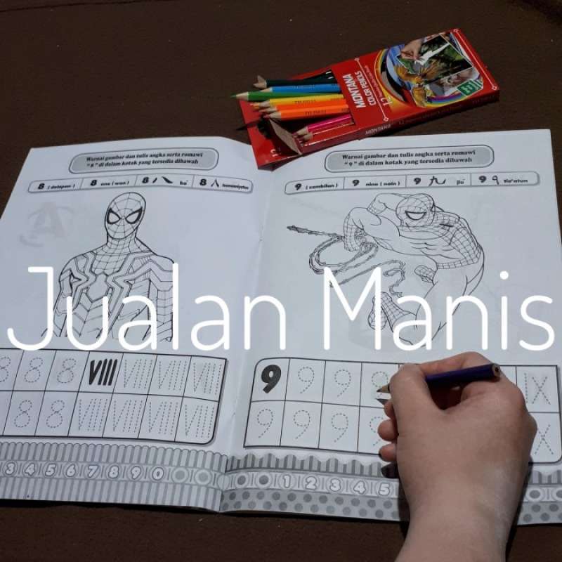 Jual Paket Buku Anak Mewarnai Superhero Mengenal Angka Romawi Pensil ...