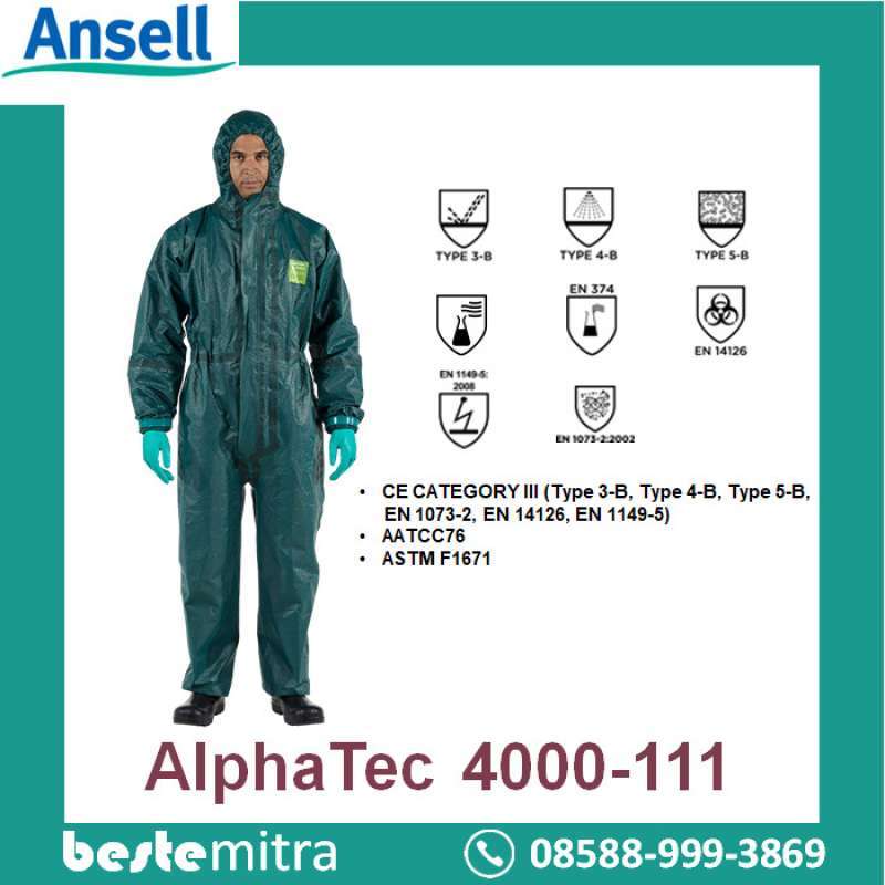 Promo Ansell Microchem Alphatec 4000 Coverall Hazmat Suit Diskon 23% Di Seller Cv Kinesia ...