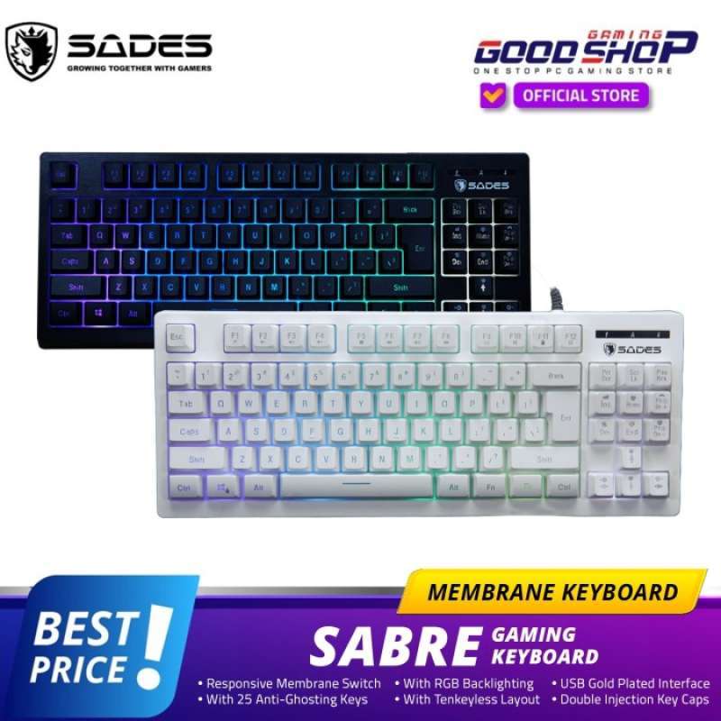 Promo Sades Sabre TKL RGB Membrane Backlight Gaming Keyboard Diskon 9% ...