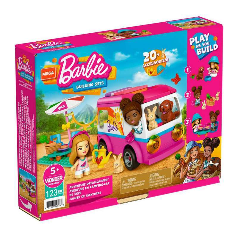 Jual Barbie Mega Bloks Driver Adventure Dreamcamper Pink Van Playset di ...