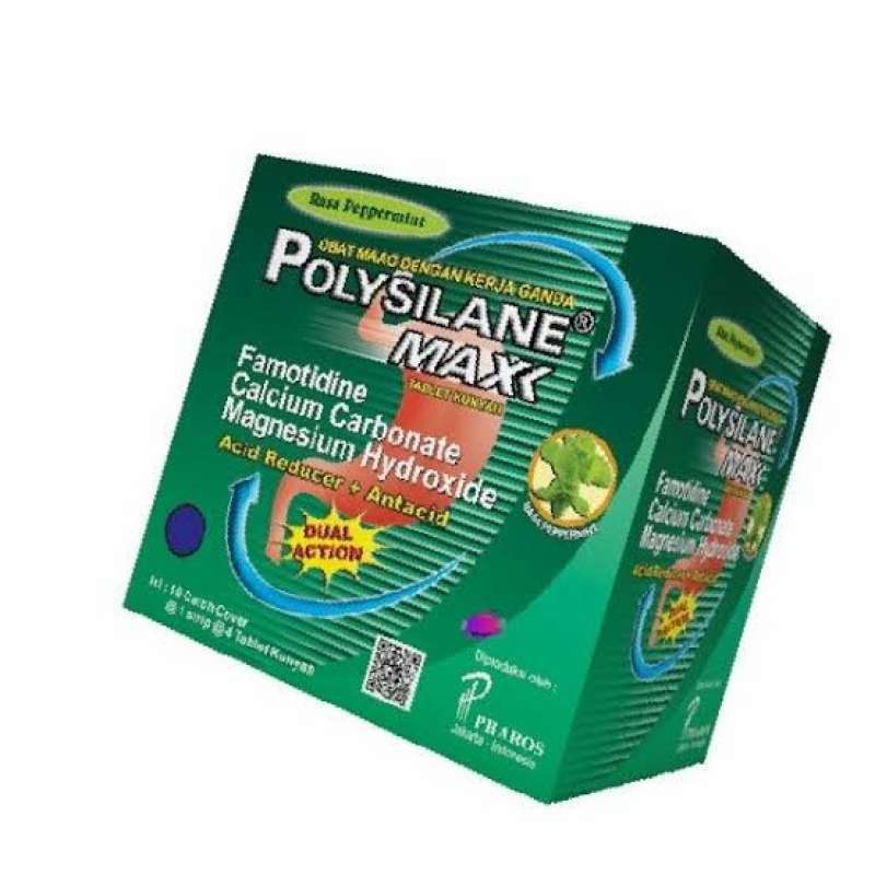 Promo Polysilane Max Tablet Dual Action Rasa Mint Box Isi 40 / Obat ...