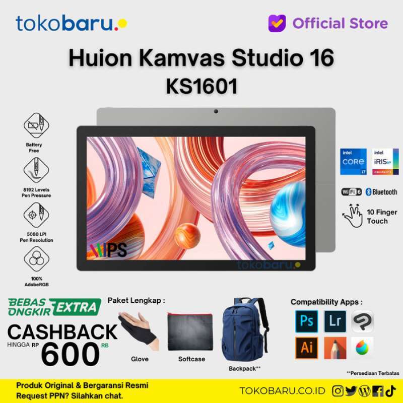 Jual Huion Kamvas Studio 16 Pen Computer 2.5k Screen Garansi Resmi 1 ...