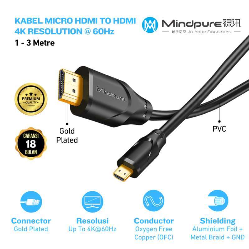 Jual Kabel Micro Hdmi To Hdmi Gold Plated 4k 60hz 3d | Premium Cable Cables Di Seller Velvet ...