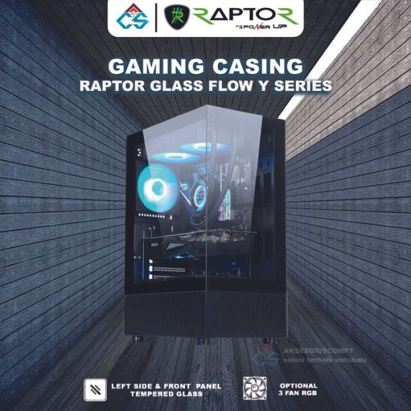 Jual Casing Gaming Raptor Glass Flow Y Black Series - Casing Gaming ...