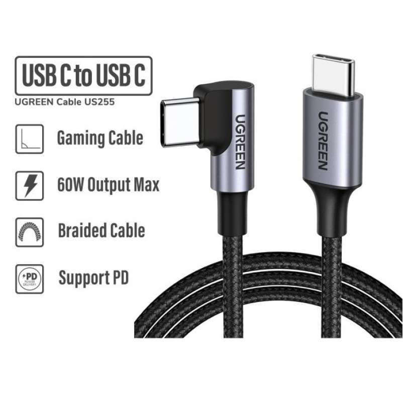 Promo Cable Data Usb Type C To Usb C 90 Degree Ugreen Pd Qc 3a Gaming ...