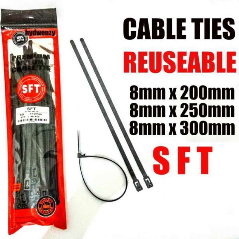 Jual Kabel Ties Reuseable/isi 50/pack Merek Sft/ Premium Nylon Cable Tie - 8mm X 40cm Di Seller ...