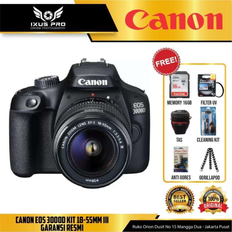 Promo Canon Eos 3000d Kit 18-55mm Iii - Kamera Dslr 3000d Resmi Paket Lengkp Diskon 23% Di ...