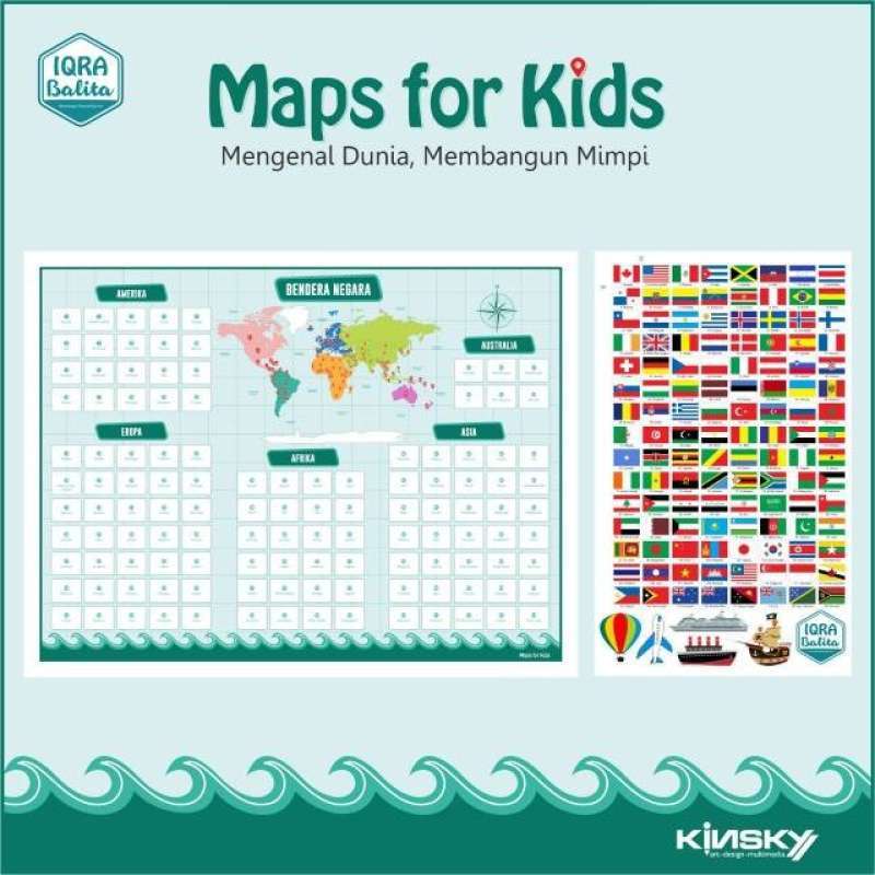 Promo Ori Maps For Kids Kinsky - Belajar Peta Dunia Dan Indonesia Untuk ...