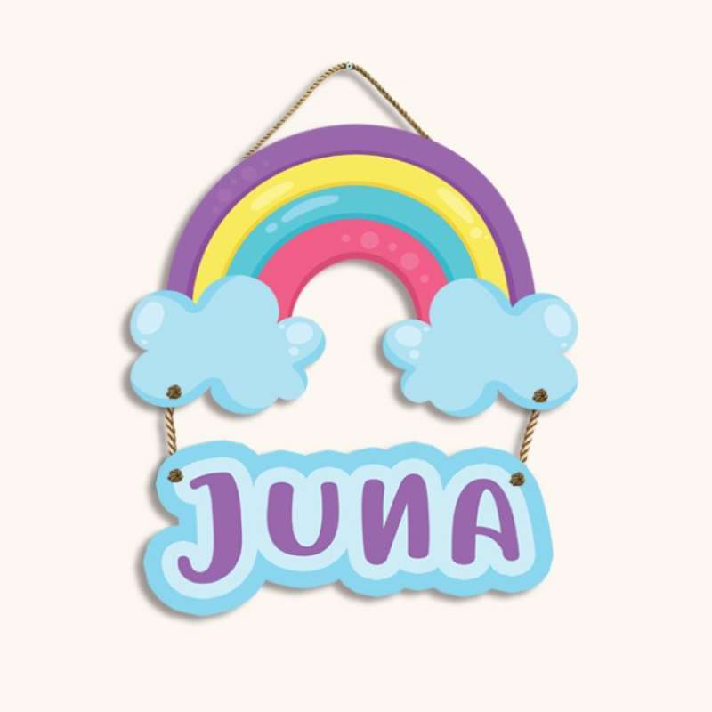 Jual Papan Nama Awan Pelangi Unicorn Pintu Kamar Anak Name Sign Custom ...