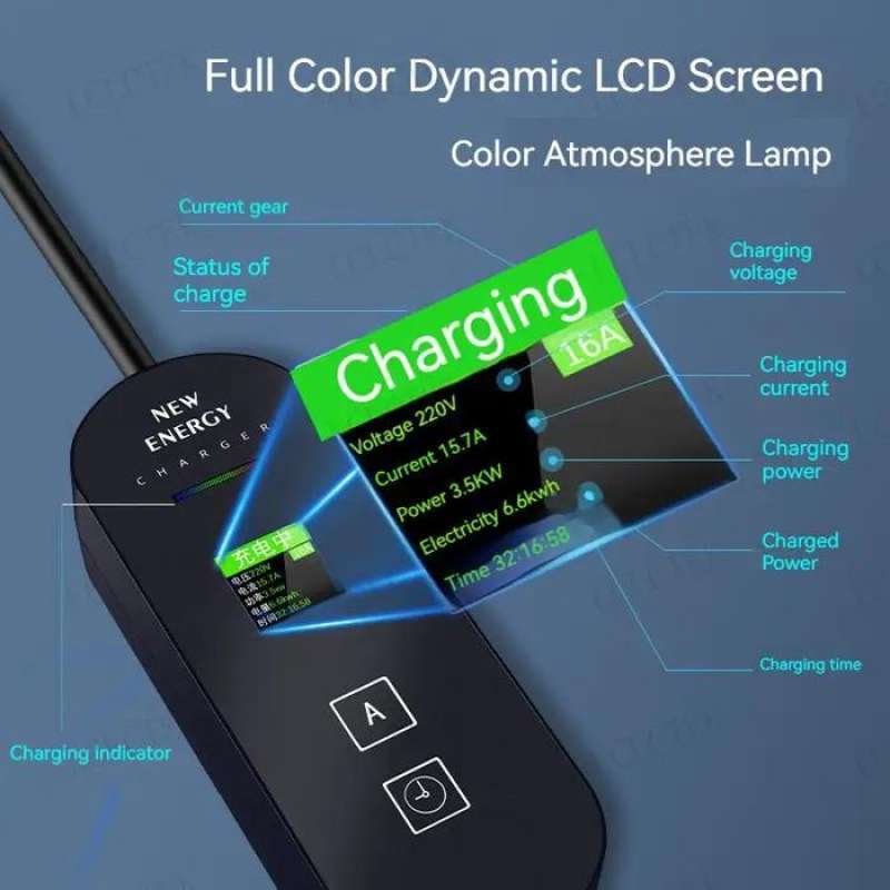 Jual Electric Vehicle Car Charger Station 16a 3.5kw Type 2 Adjustable ...