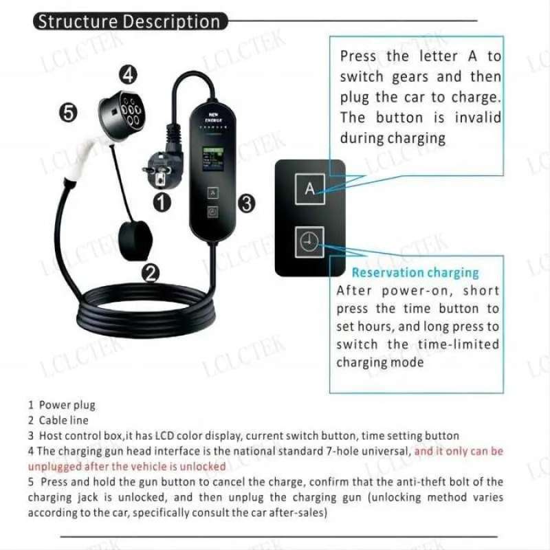 Jual Electric Vehicle Car Charger Station 16a 3.5kw Type 2 Adjustable ...