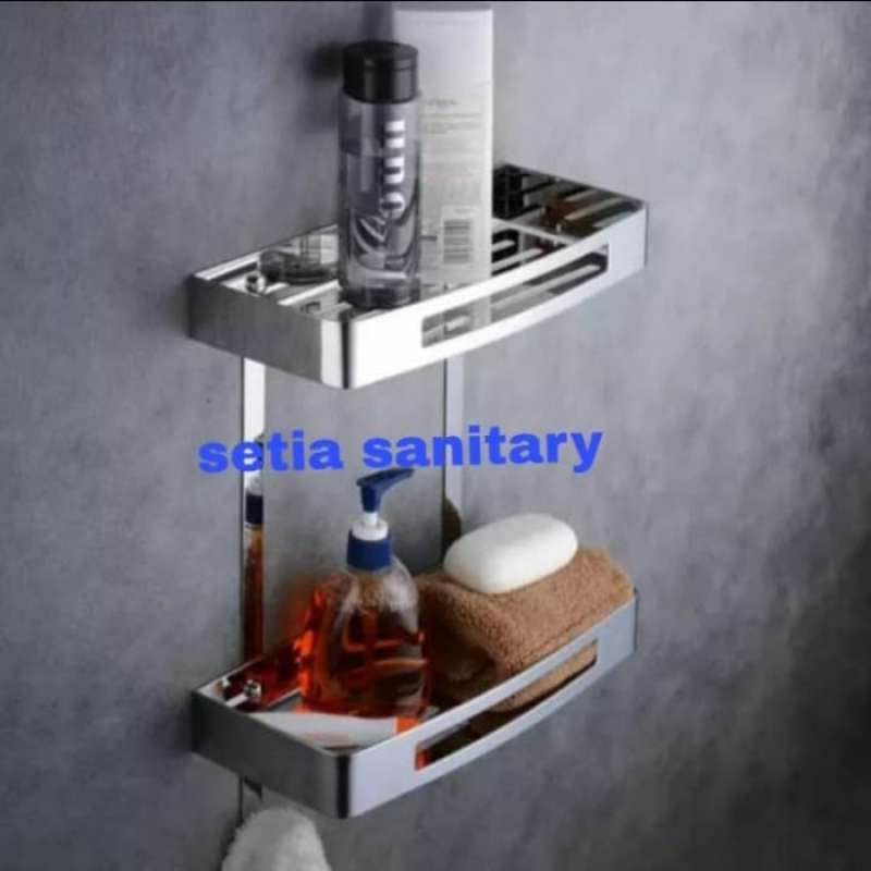 Promo RAK SABUN STAINLESS/TEMPAT SABUN DAN SHAMPO 2 SUSUN Diskon 23% di ...