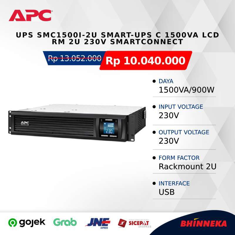 Jual UPS APC SMC1500I-2U Smart-UPS C 1500VA LCD RM 2U 230V SmartConnect di Seller Bhinneka ...