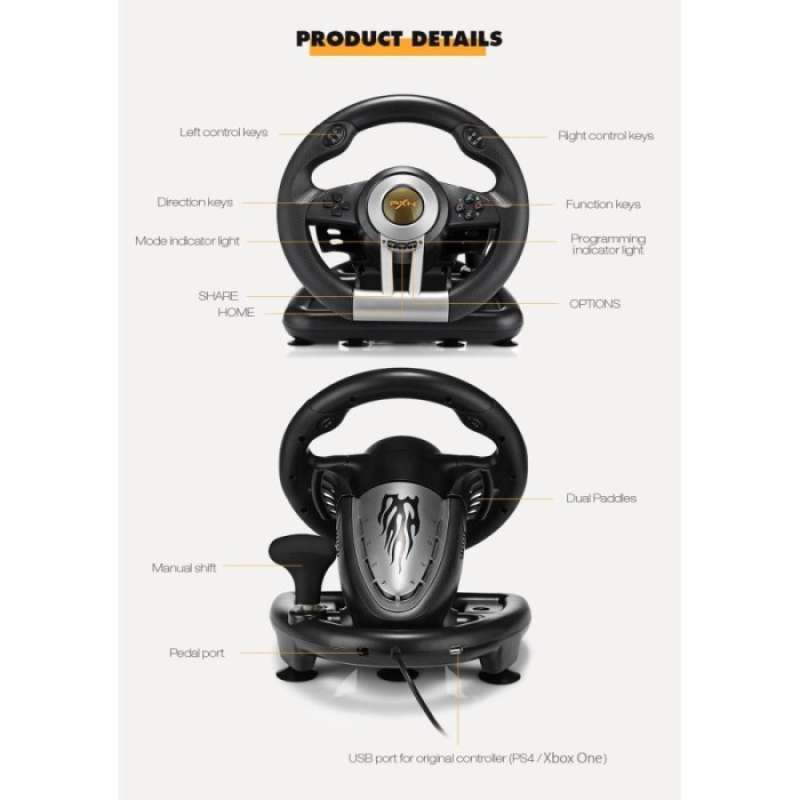 Promo Pxn V3ii Vibration Motor Racing Game Steering Wheel With Pedal Pc/ps Diskon 23% Di Seller ...