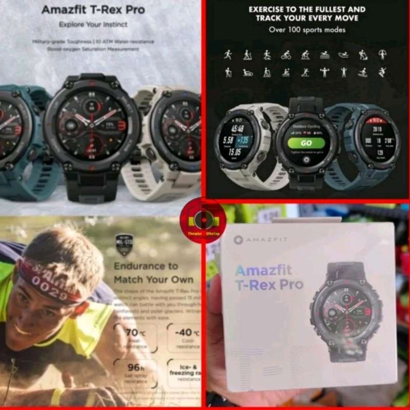 Jual Amazfit trex Pro T-Rex Pro Smartwatch GPS Rugged Amoled - Blue di Seller Thewisest Okesop ...