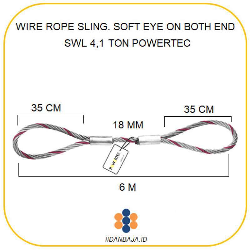 Promo Wire Rope Sling Soft Eye On Both End 18 Mm X 6 M Powertec Diskon ...