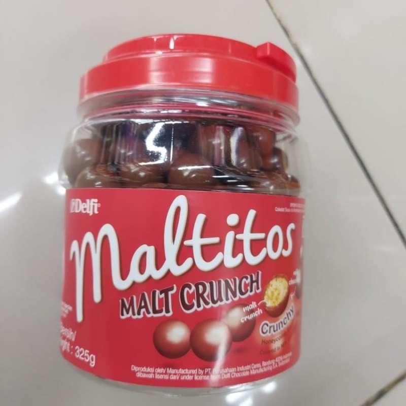 Jual Delfi Maltitos Malt Crunch 300gr-Biskuit Bulat Coklat Toples ...