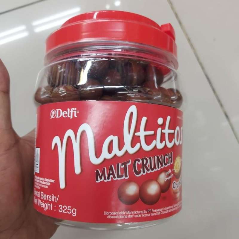 Jual Delfi Maltitos Malt Crunch 300gr-Biskuit Bulat Coklat Toples ...