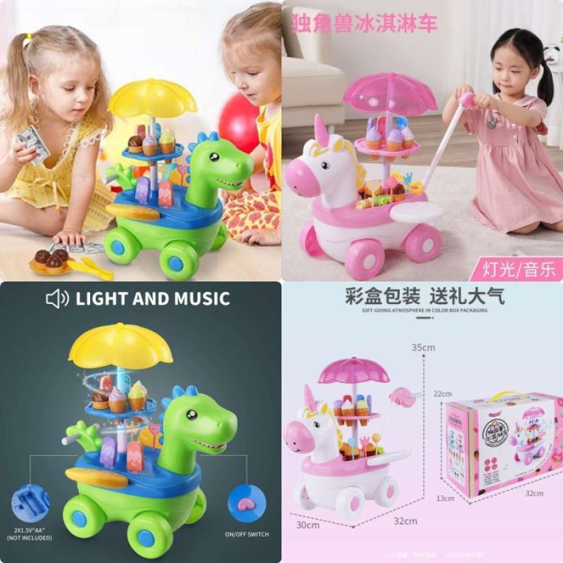 Promo MAINAN ICE CREAM CART KUDA PONY UNICORN ES KRIM DORONG Diskon 9% ...
