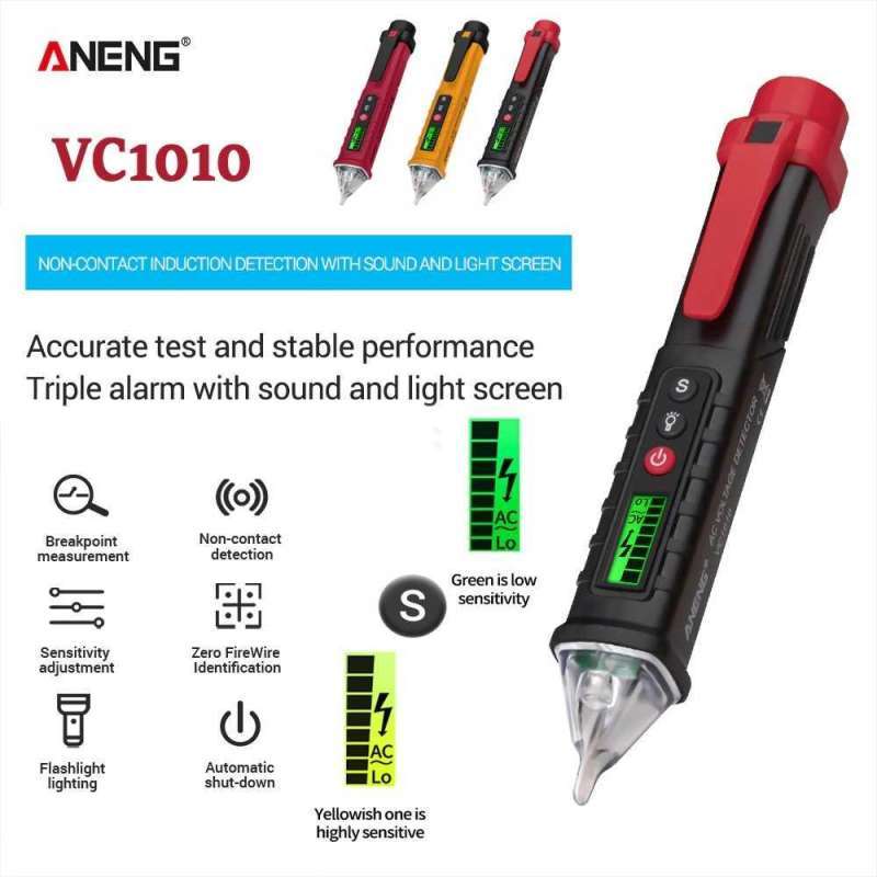 Promo Tespen Tester Pen Non Contact Ac Voltage Alert Detector 12-1000v ...