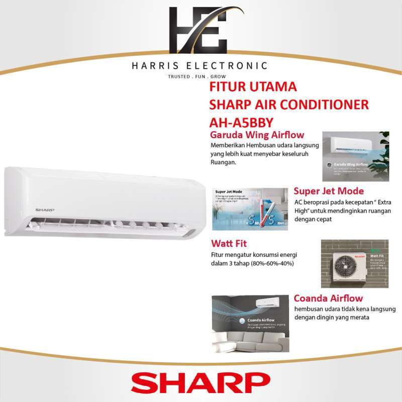 Jual Ac Sharp Elektronik 1/2 Pk (0,5pk) Garuda Series Ah-a5bby 360 Watt Di Seller Harris ...