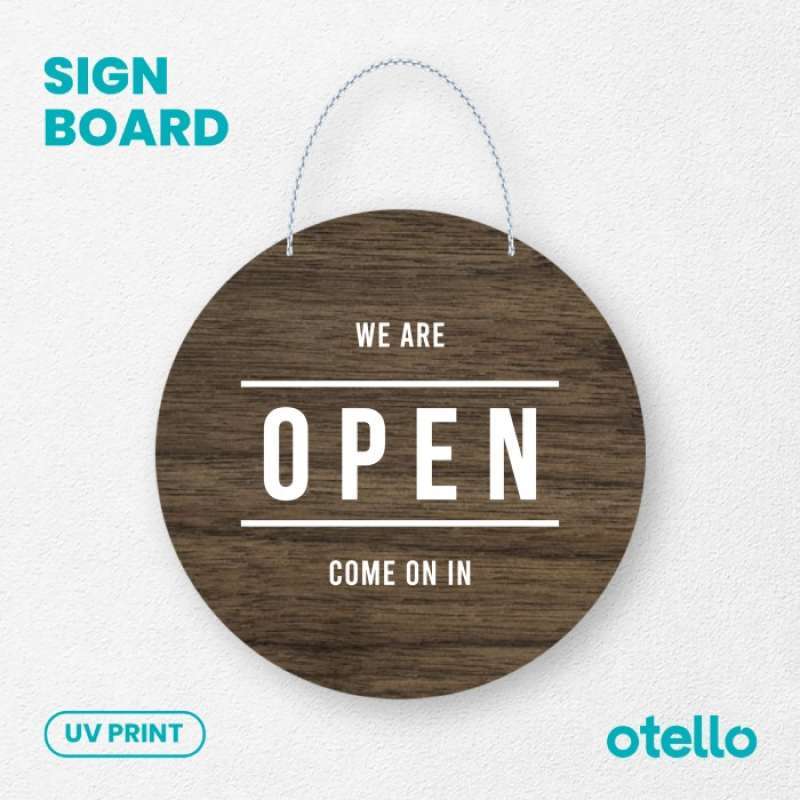 Jual Open Closed Sign Board Kayu Signage Gantung Toko Cafe Resto Buka ...