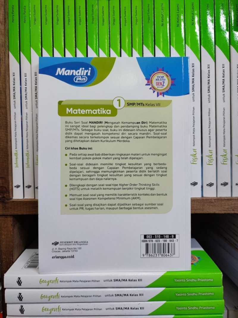 Promo Ori Buku Mandiri Plus Matematika Kelas 1/7 Smp Kurikulum Merdeka Erlangga Diskon 26% Di ...