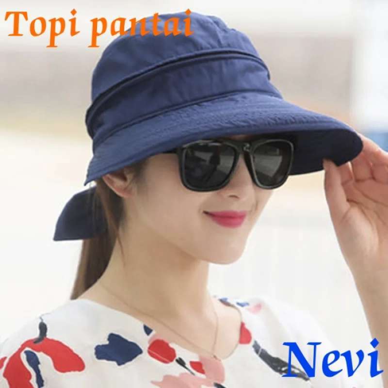 Jual Topi Pantai Wanita Anti Uv- Varian 6 Warna-impor - Hitam Di Seller ...
