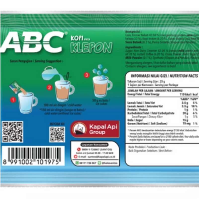 Jual [klepon] Kopi Abc Klepon - 1 Renteng Isi 10 Sachets [@25 Gram] Di ...