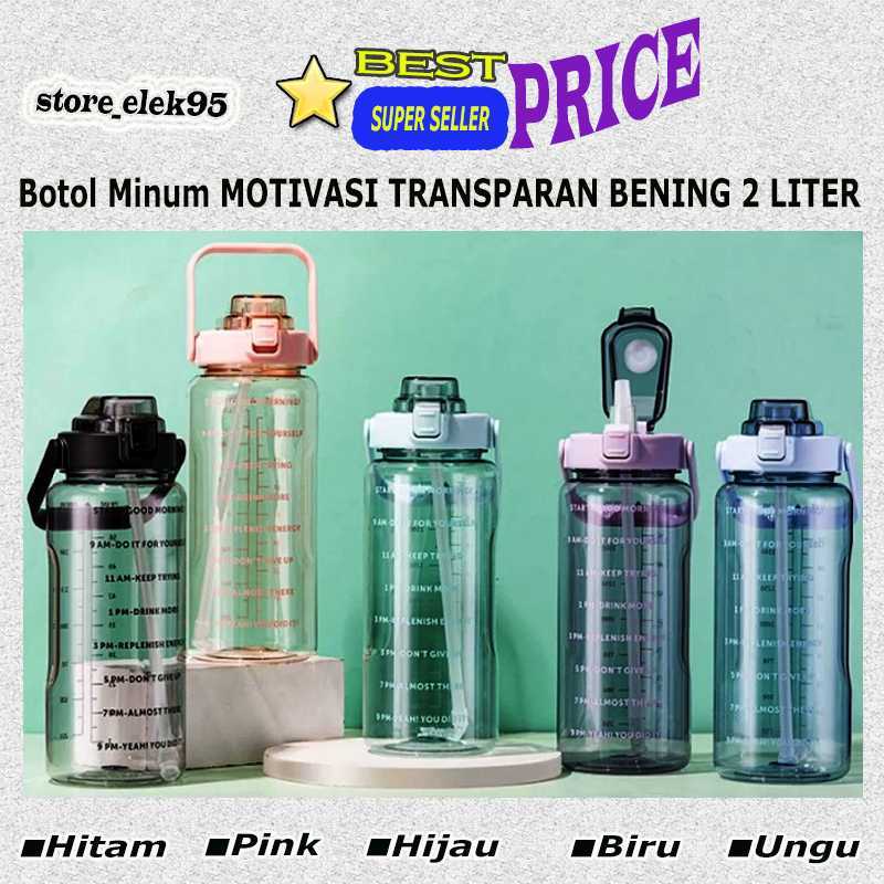 Jual Botol Minum Motivasi Transparan Bening 2 Liter + Stiker Lucu # ...