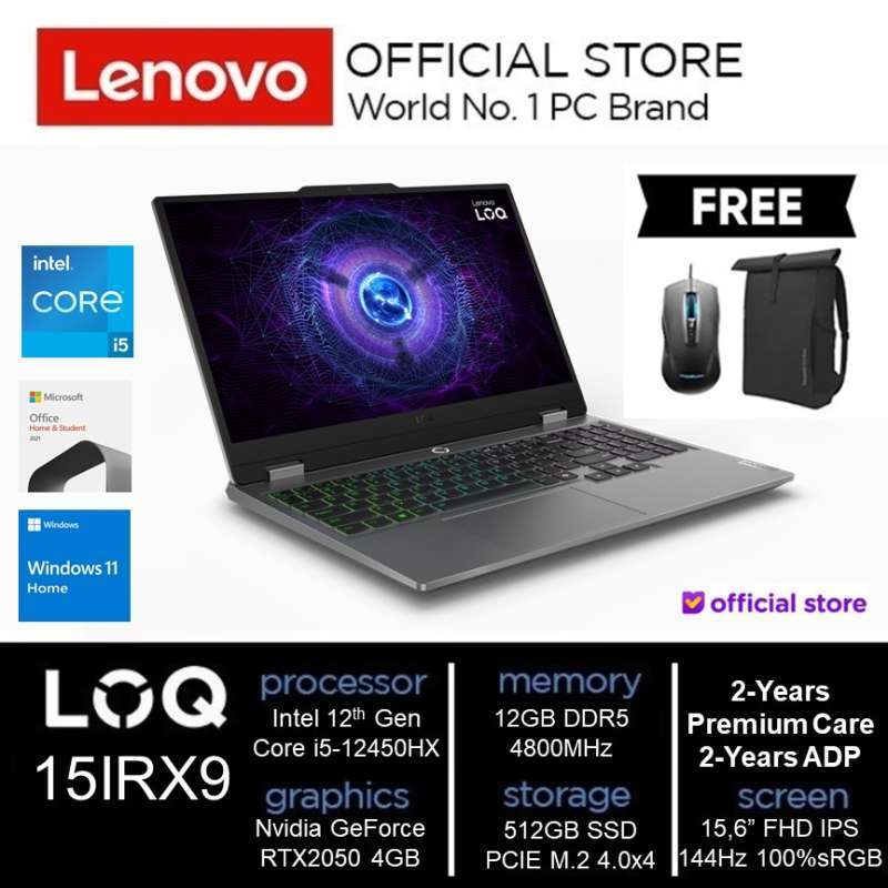 Jual Lenovo Loq 15 I5 12450hx Rtx2050 4gb/ 12gb 512gb W11+ohs 15.6fhd 144hz 100srgb Blit 2y+adp ...