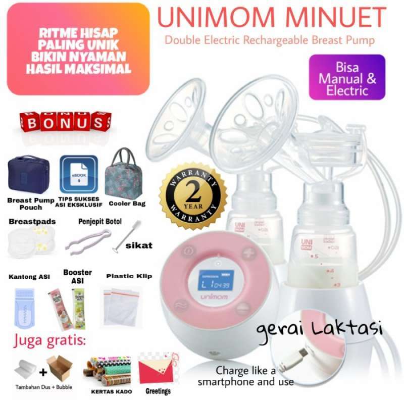 Promo POMPA ASI ELEKTRIK UNIMOM MINUET LCD DOUBLE ELECTRIC BREAST PUMP ...