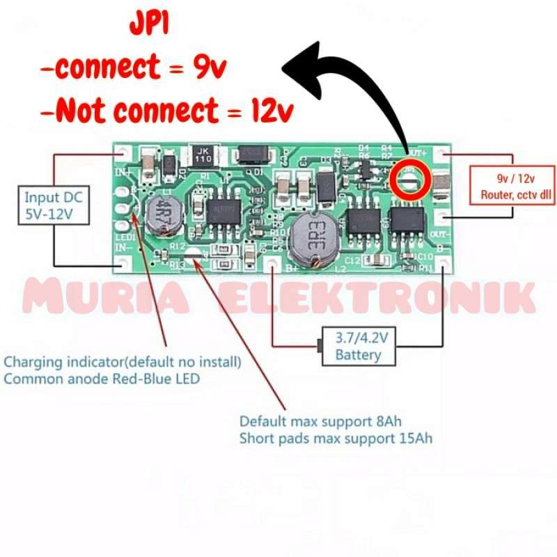 Jual Modul Ups 12v 9v Dengan Baterai 18650 / Pcb Modul Ups 12 Volt 9 ...