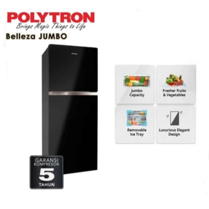 Promo Kulkas 2 Pintu Polytron Prw-29mnx [ 260 Liter ] Hitam Diskon 23% ...