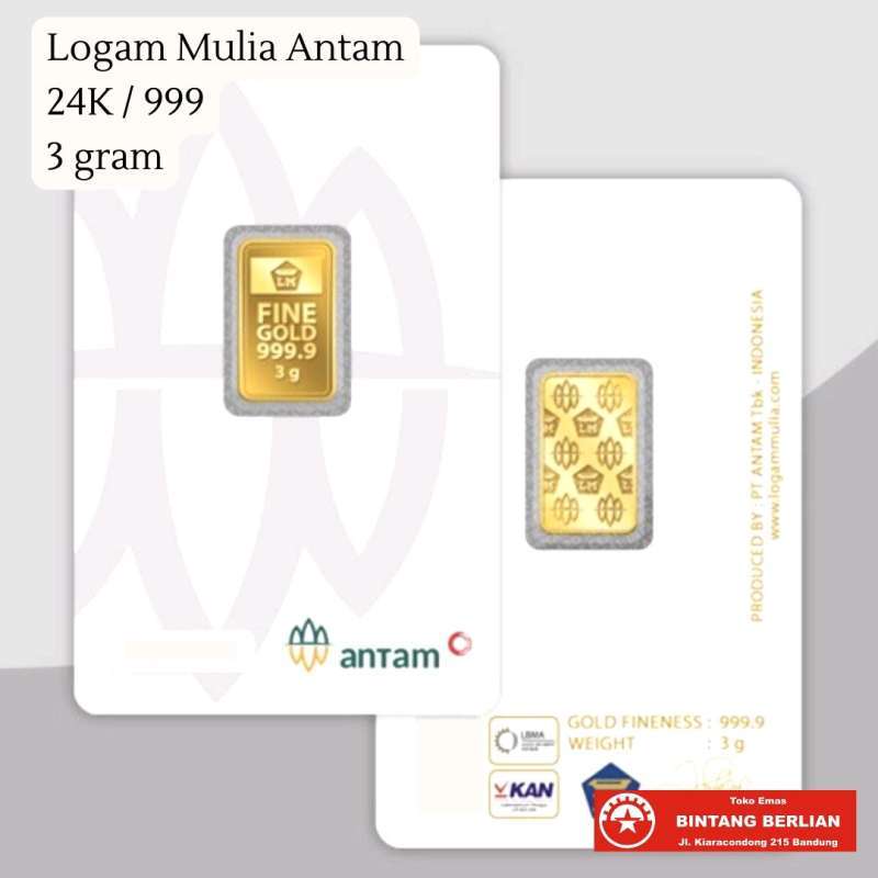 Jual LM Antam 24K Kemasan Press 3gr 5 gr Logam Mulia Mas Asli Kadar 999 99,99% di Seller Toko ...