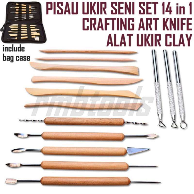 Promo PISAU UKIR SENI SET 14 in 1 / CRAFTING ART KNIFE / ALAT UKIR CLAY ...